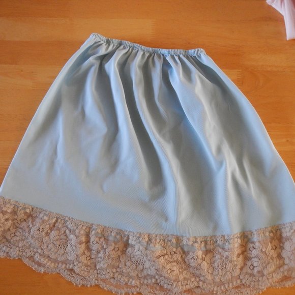 Source Unknown | Intimates & Sleepwear | Vintage Baby Blue Slip With ...
